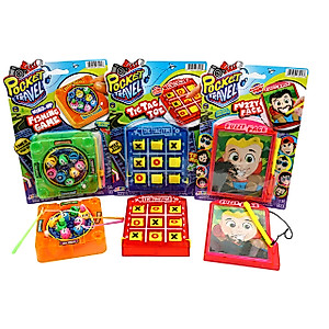 JA-RU Pocket Travel Toys Tic Tac Toe Game, Magnetic Fishing Game, & Magnetic Face Toy (3 Toys Bundle Set) Hand Held Mini Games for Travel. Teacher Treasure Box Prizes. 3257-3205-3256