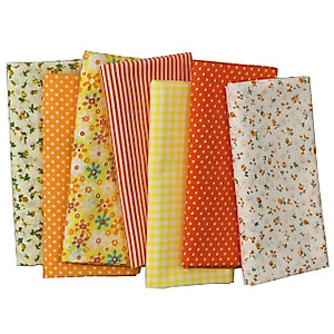 OZXCHIXU 7PCS/lot Yellow Series Floral Cotton Fabric,19.7X19.7 inches Quilting Patchwork Fabric Fat Quarter Bundles Fabric for Scrapbooking Cloth Sewing DIY Crafts Handmade Bags Pillows