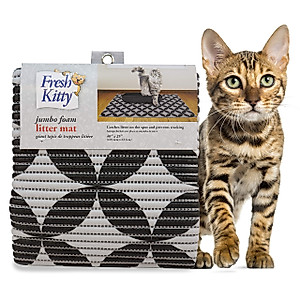 Fresh Kitty Durable XL Jumbo Foam Litter Box Mat – BPA and Phthalate Free, Water Resistant, Traps Litter from Box, Scatter Control, Easy Clean Mats – Gray Pattern 40”x 25” (9052)