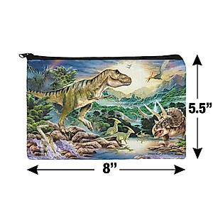Tyranosaur T-Rex Jurassic Sunset Pencil Pen Organizer Zipper Pouch Case