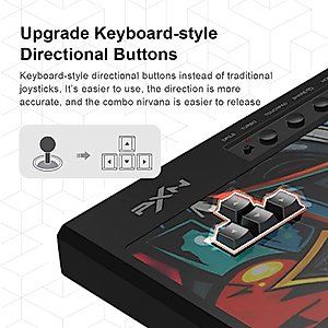 PXN X8 Arcade Fight Stick Joystick PC Street Fighter Keyboard Style Arcade Game Fighting Joystick USB Port Arcade Stick for PS3/ PS4/ Xbox One/Xbox Series X/S/Switch/Window PC (Black)