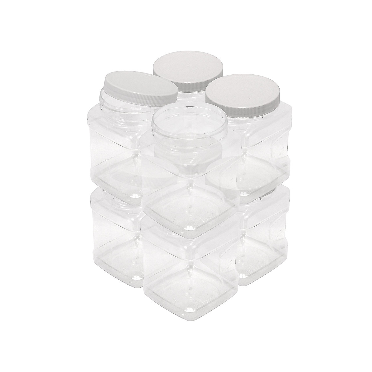 32 oz (1 quart) PETE Containers, 8-Pack, Clear Plastic Kitchen Food Storage with GripF