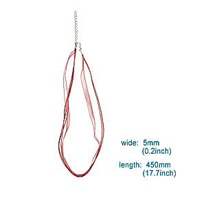 Beadthoven 100 Strands Multi-Strand Ribbon Necklace Cord with 3 Loops Waxed Cord Organza Ribbon Alloy Lobster Claw Clasps Chains for Necklace Making 17.7" Solid Mixed Color