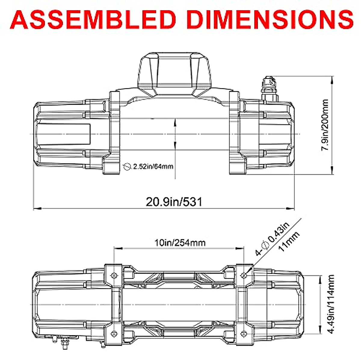 RUGCEL WINCH 13500lb Waterproof Electric Synthetic Rope Winch 12V with Hawse Fairlead, 2 in 1 Wireless Remote,Double color rope，for Truck SUV