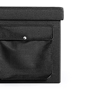 Otto & Ben 15" Cube Storage Ottoman with Pocket and Flip top Tray, Black