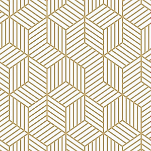 White and Gold Geometry Stripped Hexagon Peel and Stick Contact Paper self Adhesive Wallpaper Removable Vinyl Film Decorative Shelf Drawer Liner Sticker 118 inch x17.7 inch
