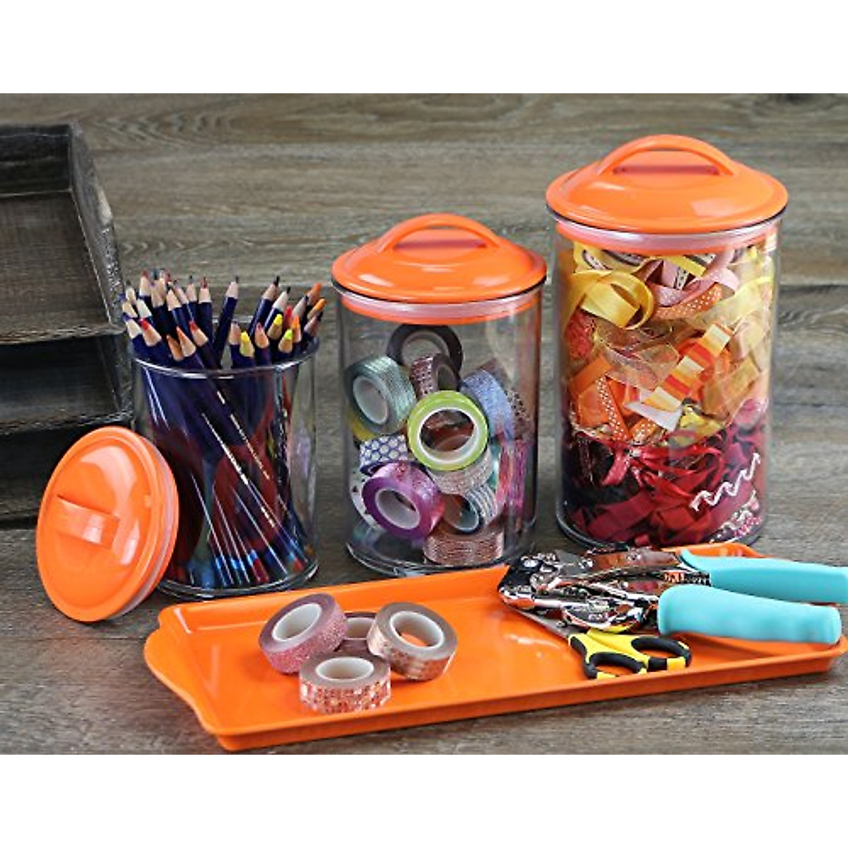 Calypso Basics by Reston Lloyd Acrylic Storage Canisters, Set of 3, Orange