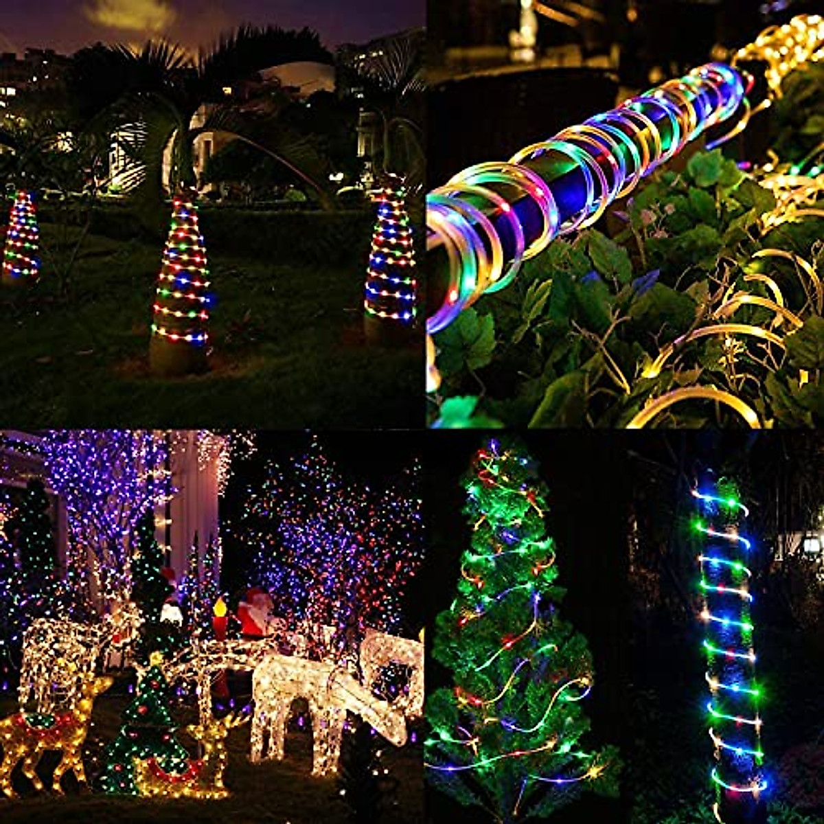 ICRGB Solar Rope Lights Outdoor, 66FT 200 LED Christmas Lights Outdoor Waterproof 8 Modes Garden Backyard Solar Lights Decorative for Patio Porch Tree Christmas Wedding Halloween Pool…