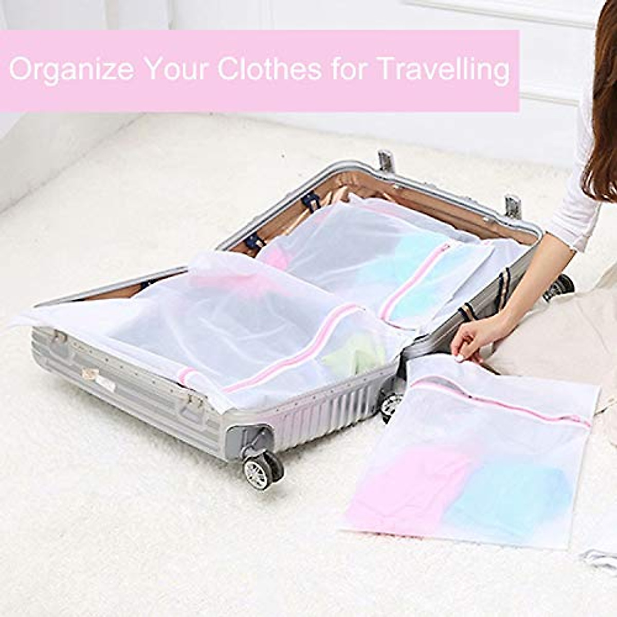 【5Pcs】Mesh Laundry Bags , Lingerie Bags for Laundry,Clothing Washing Bags ,Wash Bags for Washing Machine,Blouse, Hosiery, Underwear, Bra, Travel Organize Bag 3 sizes + 5 Laundry balls(Random Color)