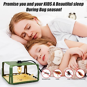 Flea Trap Indoor 2Pcs,Flea Strap Flea Killer Trap Pad Bed Bug Trap with 2 Glue Discs Odorless flea Light Bulb for Inside Your Home Like Fleas,Flies,Mosquitoes,Gnats,Moths