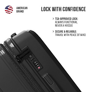 Feelway Hardside Checked 24" Luggage Suitcase Durable, Expandable Design with 360° Double Spinner Wheels, TSA Lock, Telescopic Handle, Secure Zipper (Black, 24")