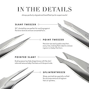 Tweezerman Stainless Steel Slant Tweezer - Eyebrow Tweezers for Women and Men (Black)