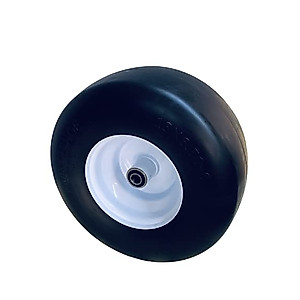 N12 2 New HORSESHOE 13x6.50-6 Flat-Free Lawn Mower Smooth Tires with Steel Rim for Garden Tractor - Hub Length 4 Inch -7.1 5/8 Precision Bearing 136506 T161, 13x6.50x6 13X6.5X6