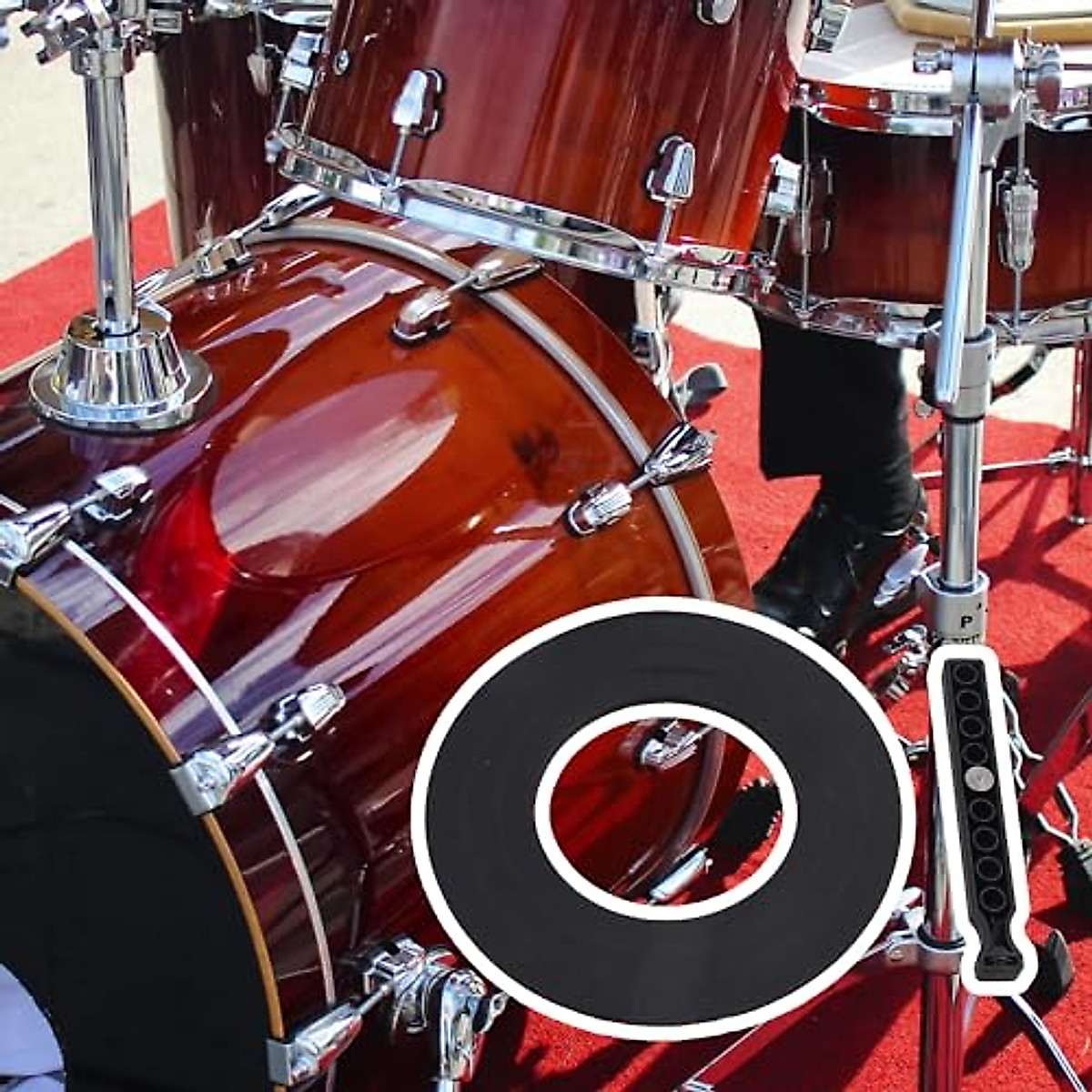 Yibuy Black 4" 5" 6" Bass Drum Adjustable Port Hole Rings for Bass Drum Percussion