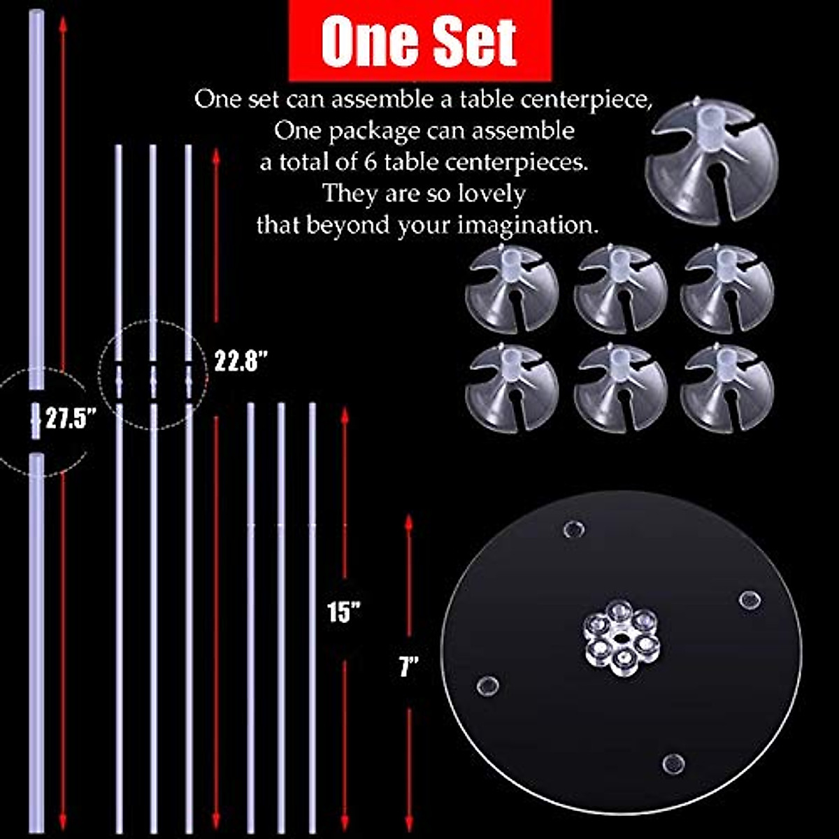 6 Sets Balloon Stand Kit, Table Balloon Stand Holder, Reusable Centerpiece with Base for Birthday Decorations, Party, Wedding and Graduation Decorations