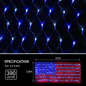 Twinkle Star American Flag Patriotic Lights (Super Larger & Safer), Outdoor Lighted USA Light String Waterproof Hanging Ornaments for Independence Day, July 4th, National Memorial Day