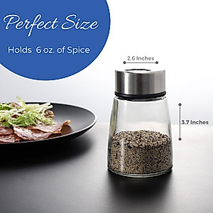 Elegant Salt and Pepper Shakers with Adjustable Pour Holes - Set of 2 - Premium Stainless Steel and Glass - Perfect Spice Dispenser Set for Your Delicious Meals