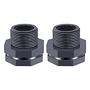 Seamaka 2 PCS 3/4 Inch Female PVC Bulkhead Fitting with Thick Silicon Seal Gasket for Water Tanks, Aquariums, Tubs, Pools O-H-007