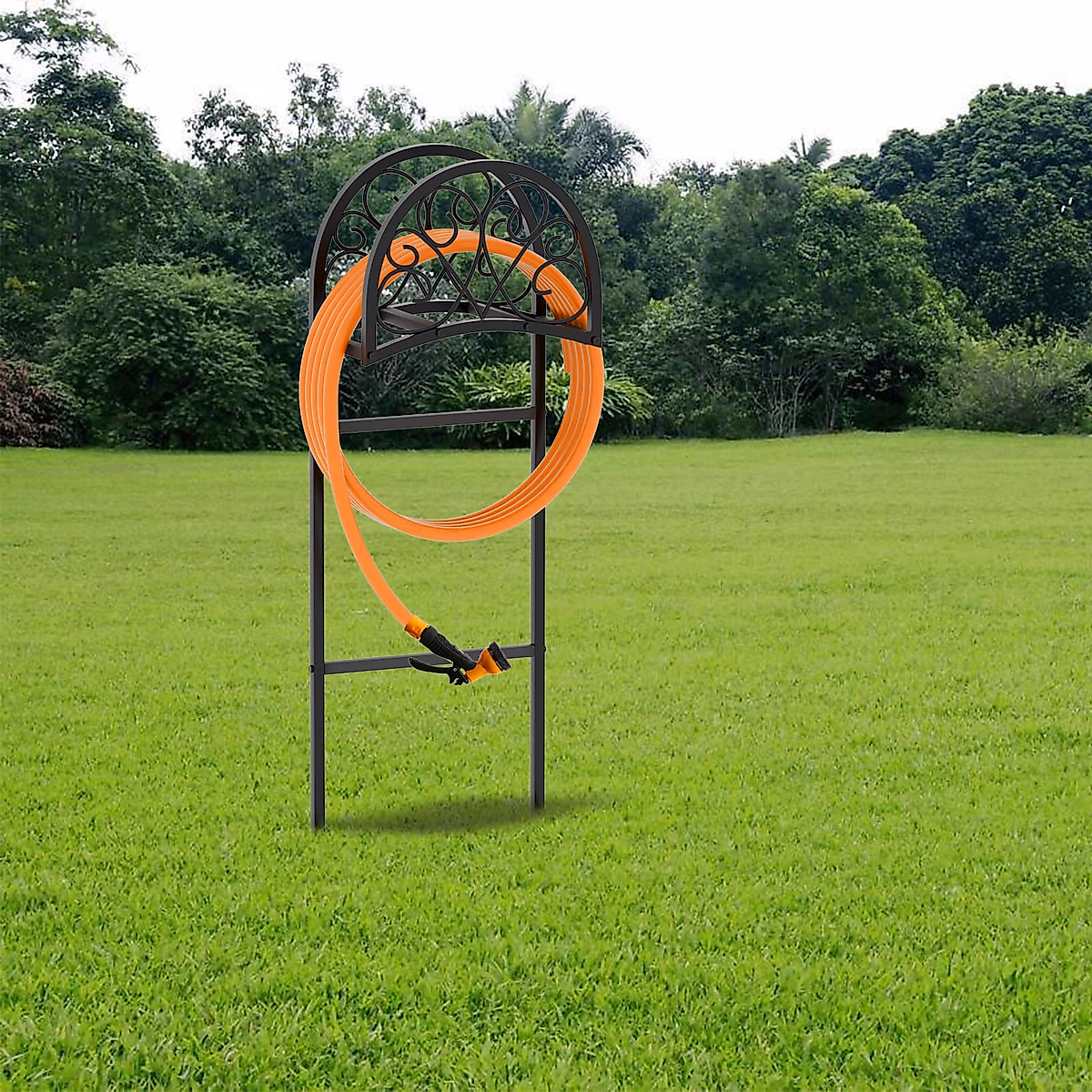 Dosker Heavy Duty Garden Hose Reel Storage Rack - Metal Standing Hose Holder for Expandable, Pocket, Magic, Flexible Hoses in Backyard