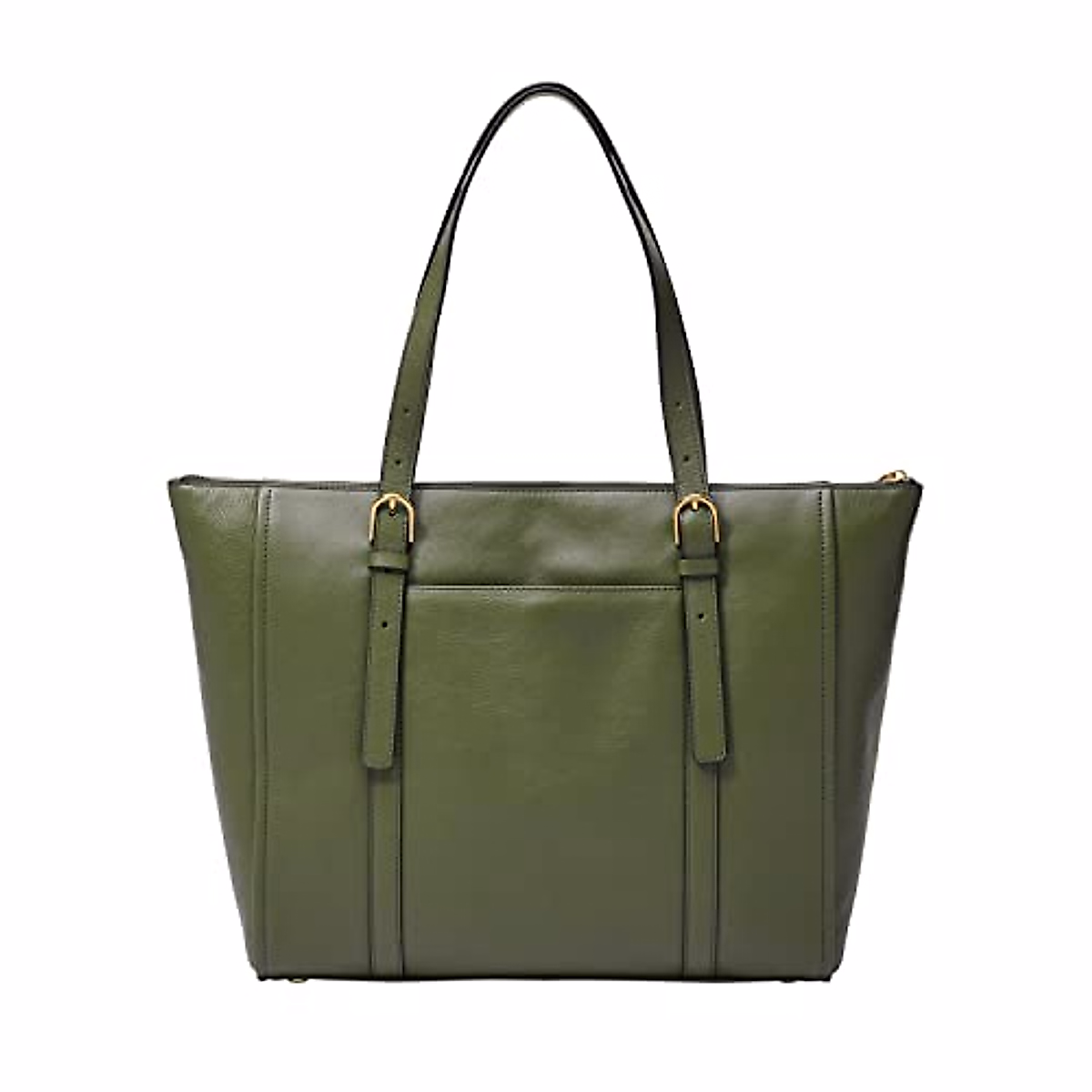 Fossil Women's Carlie Leather Tote Bag Purse Handbag, Tarragon (Model: ZB1773374)
