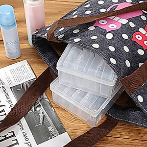 Blulu 24 Pcs Small Bead Organizer Plastic Bead Storage Containers Clear Plastic Storage Case Craft Containers with 2 Pcs Hinged Lid Clear Craft Cases (6.7 x 4.33 x 2.36 Inch, 2.12 x 2.12 x 0.79 Inch)