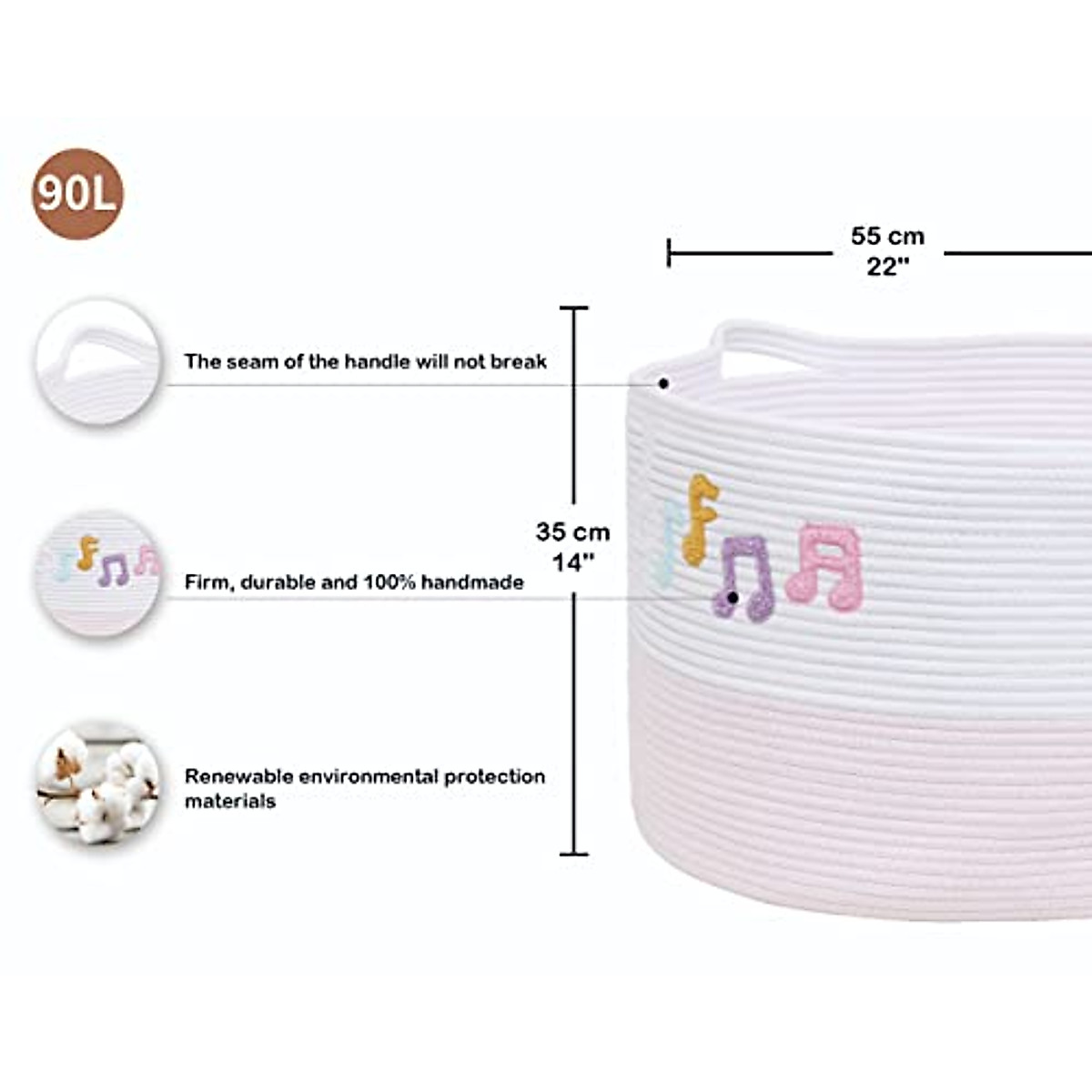 Volhouim XXXLarge Cotton Rope Basket， Blanket Storage for Living Room for Storage Blanket Basket Nursery Toy Basket Baby Laundry Basket for Clothes Towels Blankets，Empty Gift Basket 22"x14" Pink