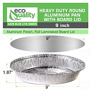 EcoQuality (500 Pack) - 9 Inch Disposable Round Aluminum Foil Take-Out Pans with Board Lids Set - Disposable Tin Containers, Perfect for Baking, Cooking, Catering, Parties, Restaurants