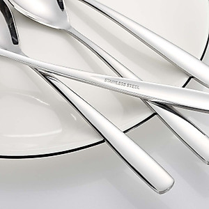 Soup Spoons Stainless Steel Round Spoons Asian Soup Spoon Set of 6 Long Handle Dinner Spoons for Kitchen Restaurant or Home (12)