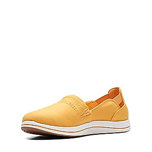 Clarks Women's Breeze Step Loafer, Yellow Canvas, 8 Wide