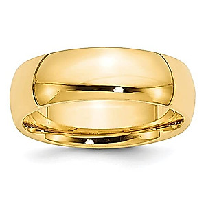 Diamond2Deal 14k Yellow Gold 7mm Comfort Fit Wedding Band Ring Size 9.5