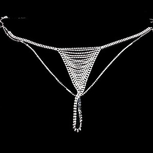 Sexy Rhinstone Underwear Thong Panties Crystal Body Chain Jewelry Bikini Crystal Belly Waist Body Chain For Women