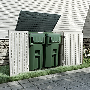 Homall Resin Outdoor Storage Shed 34 Cu Ft Horizontal Outdoor Storage Cabinet, Weather Resistant Resin Tool Shed, Multi-Purpose Shed Lockable Outdoor Storage for Garbage Cans, Lawn Mower and Tools