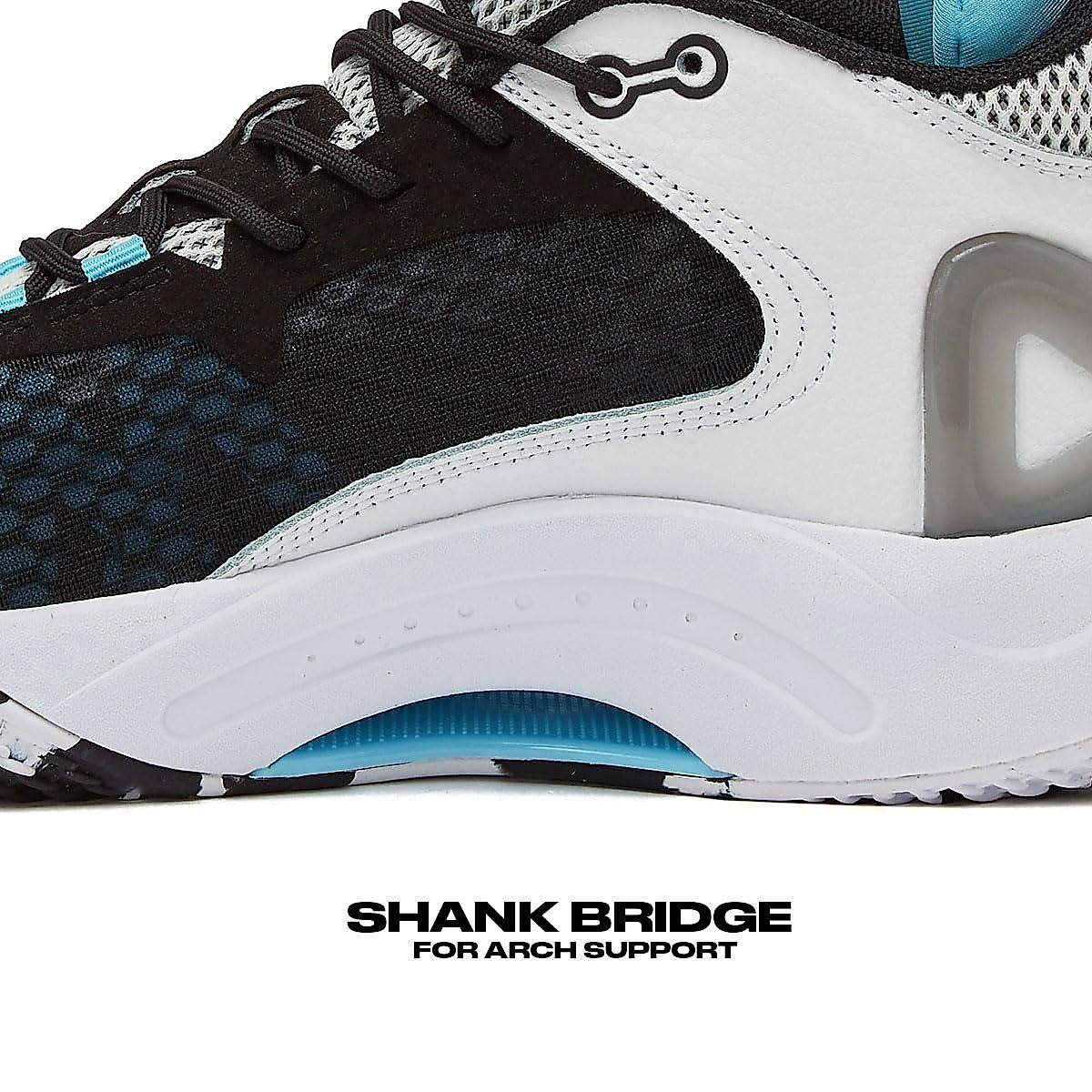 AND1 Scope Basketball Shoes for Women and Men, High Top Men’s Basketball Shoes - Womens Basketball Sneakers - Black/White/Light Blue, 11.5 Medium