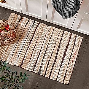 100% Cotton Rag Rug 2x3' - Multicolor Chindi Rug - Hand Woven & Reversible for Living Room Kitchen Entryway Rug - Linen,Kitchen Rugs, Farmhouse Rugs, Rugs for Living & Bedroom,Woven Rugs