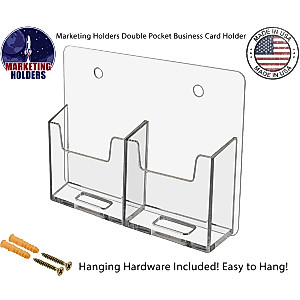 Marketing Holders 2 Pack Vertical Business Card Holder Wall Mount with Hanging Hardware Holds 2" x 3.5" Appointment Cards for Medical Facilities Gift Cards ID Badges Clear Acrylic Display Rack