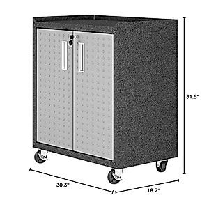 Pemberly Row Metal 2 Door Mobile Garage Storage Cabinet with Lock in Gray