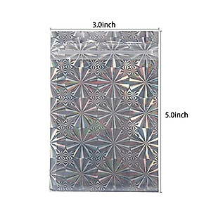 100 Pack Smell Proof Bags - 3x5 Inches Various Size Resealable Clear Ziplock Food Safe Holographic Rainbow Color