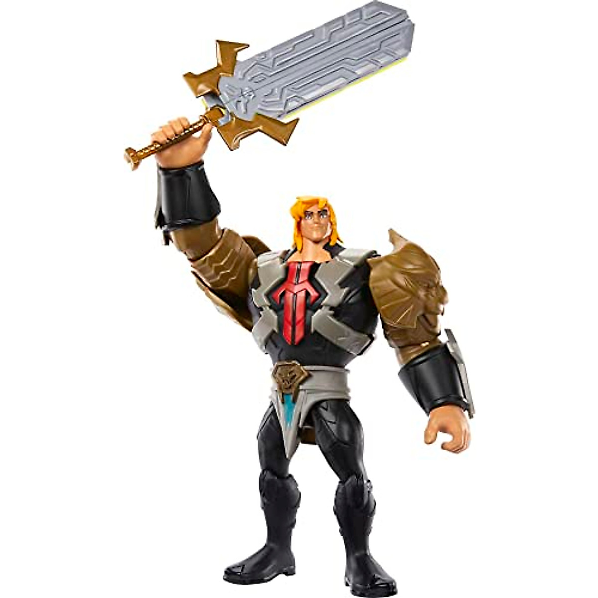 Masters of the Universe and He-Man Figure Deluxe Large He-Man with Sword, MOTU Collectible Toy with Attack Move and Accessories, Netflix Series