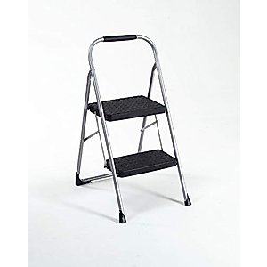 COSCO 11308PBL1E Two Step Big Step Folding Step Stool with Rubber Hand Grip, Gray