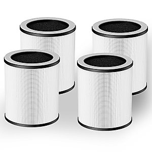 Skydiras 4 Pack P60 True HEPA Filter Replacement, Compatible with TPLMB P60 Air Purifier and nd Vhoiu KJ50 Air Cleaner Purifier, Part Number P60-RF, 3-Stage H13 True HEPA Filter