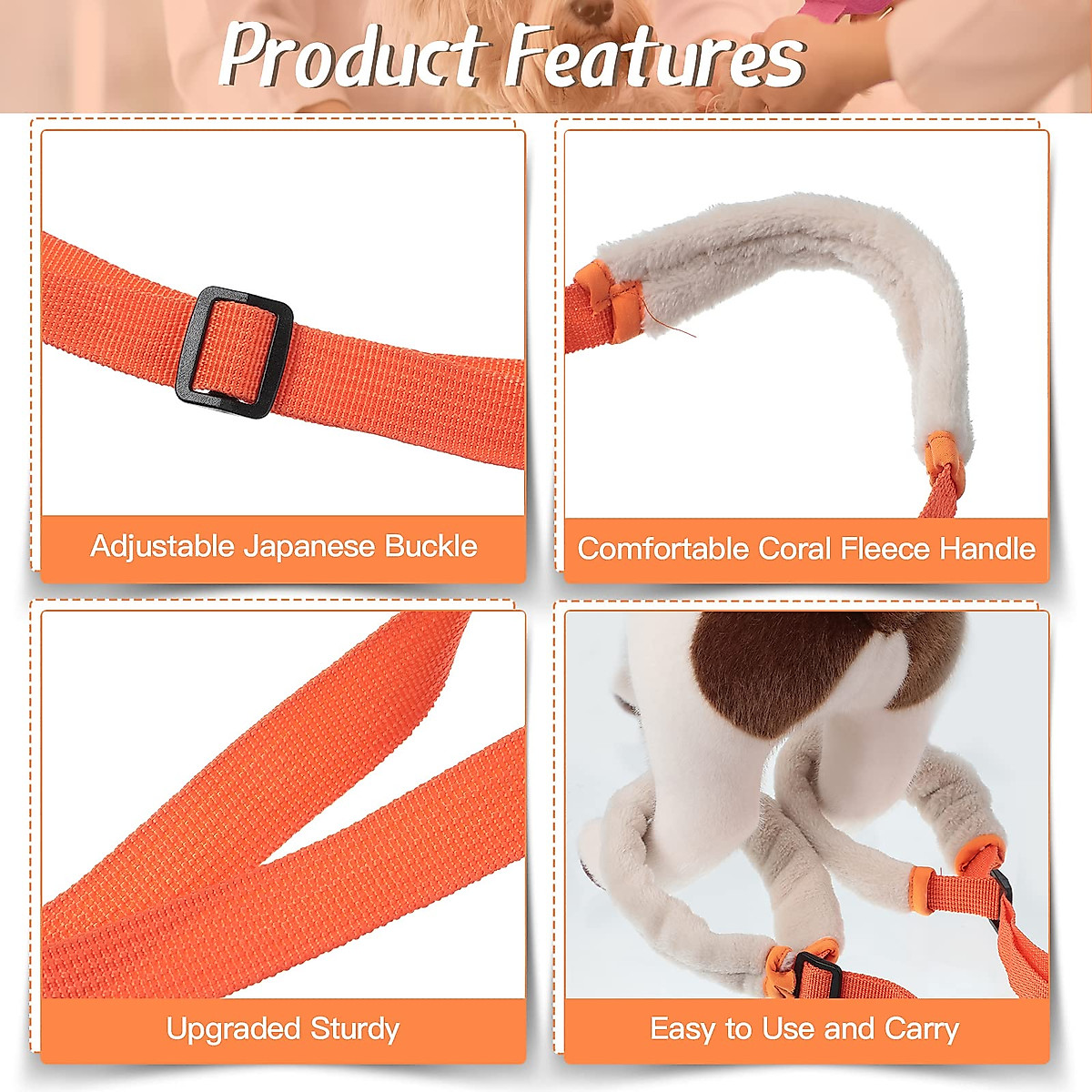 Mixweer 2 Pcs Dog Support Harness for Back Legs Dog Rear Lifting Sling Aid with Handle and Shoulder Strap Hind Leg Support for Pet Mobility Helps Dogs with Poor Stability Joint Injuries (Orange)