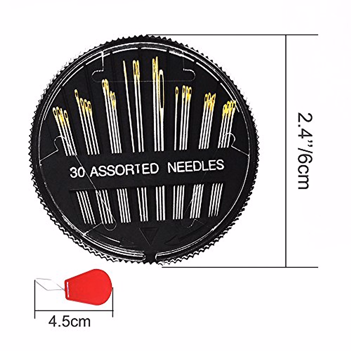 Premium Hand Sewing Needles for Sewing Repair, 30-Count Assorted Embroidery Needles with 2 Threaders, Large Eye Sharp Needle, Handsewing Needles Kit for Ccross Stitch