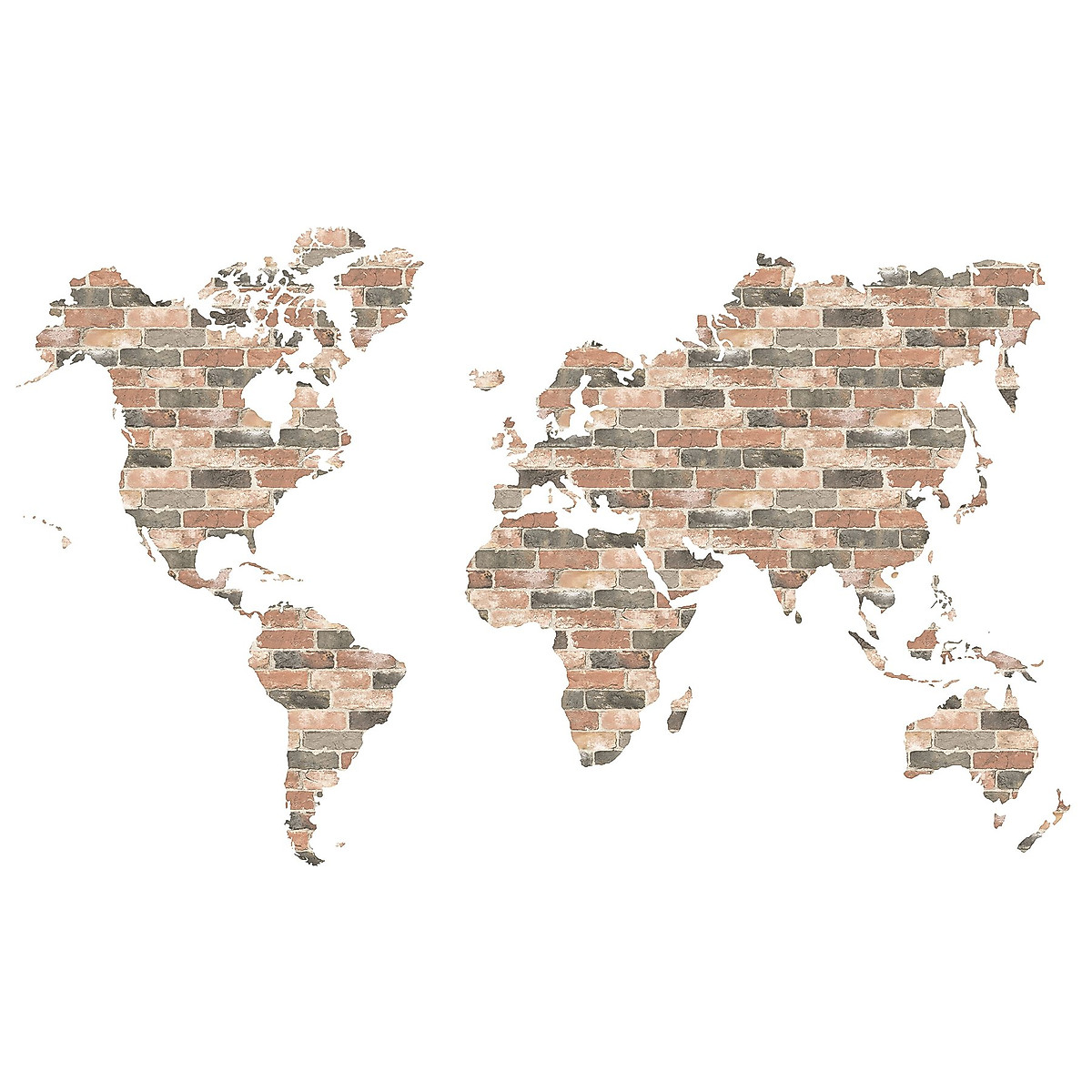WallPops WPK2817 Brick World Map Art Kit Wall Decal, Red