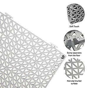 YOUNTHYE 12 Pack 12 x 12 Inch Interlocking Drainage Tiles Rubber Outdoor Tiles Splicing Waterproof Mat for Patio Pool Mats for Deck No-Slip Modular Interlocking Cushion for Shower Kitchen Yard Balcony