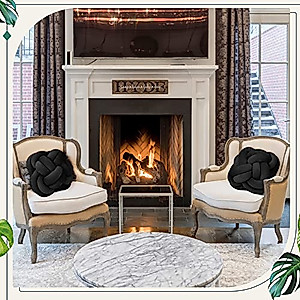 Nuenen 2 Pcs Knot Pillow Ball 12 Inch Flower Creative Knotted Throw Pillows Decorative Sofa Lumbar Pillow Floor Pillow Cushion for Home Bed Couch Car Office Decor Household(Black)