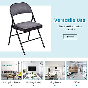 ARLIME 4-Pack Folding Chair, Portable Chairs with Upholstered Padded Seat and Back, Metal Frame Home Office Chairs, Set of 4