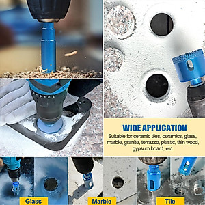 Diamond Hole Saw Tile Drill Bits Kit, 10 PCS Serrated Brazing Core Drill Bit Set with EVA Hole Saw Guide Jig, Hole Saw Sets for Ceramic, Glass, Tile, Gypsum, Marble, Granite