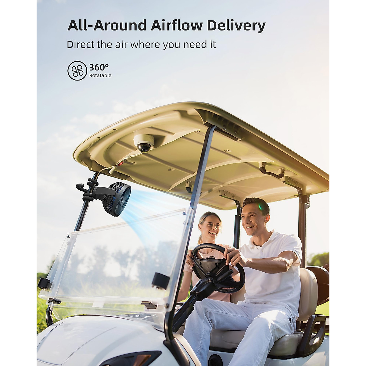 Jiffi 5000Mah Portable Battery Operated Fan, Baby Stroller Fan Flexible Tripod Small Clip on fan for Bike & Treadmill,USB Rechargeable and Handheld Cooling Fan for Travel, Car Seat, Golf Cart, Bed