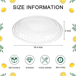 Patelai 32 Pcs Round Plastic Appetizer with Lid 10 Inch Veggie Fruit Serving Party Platter 6 Compartment Disposable Food Storage Divided Containers Supplies