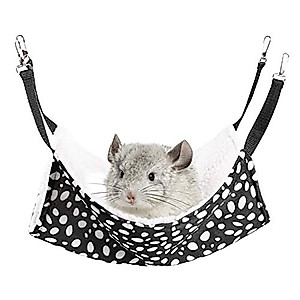 Rolybag Pet cage Hammock,pet Hammock,pet Cats Hammock,Soft Plush pet Bed,Suitable for Ferret Cotton Hammock,Guinea Pig,Hamster,Gerbil, Kittens,Cats cage,etc (Black-White dot 1)